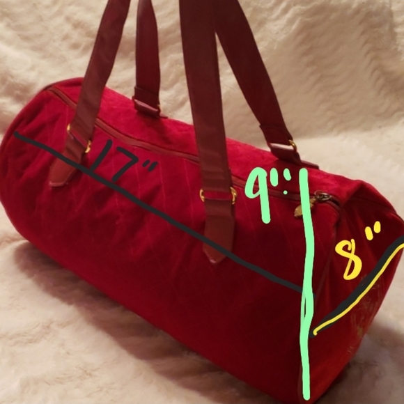 Bags | Quilted Red Velvet Mini Duffle Bag | Poshmark